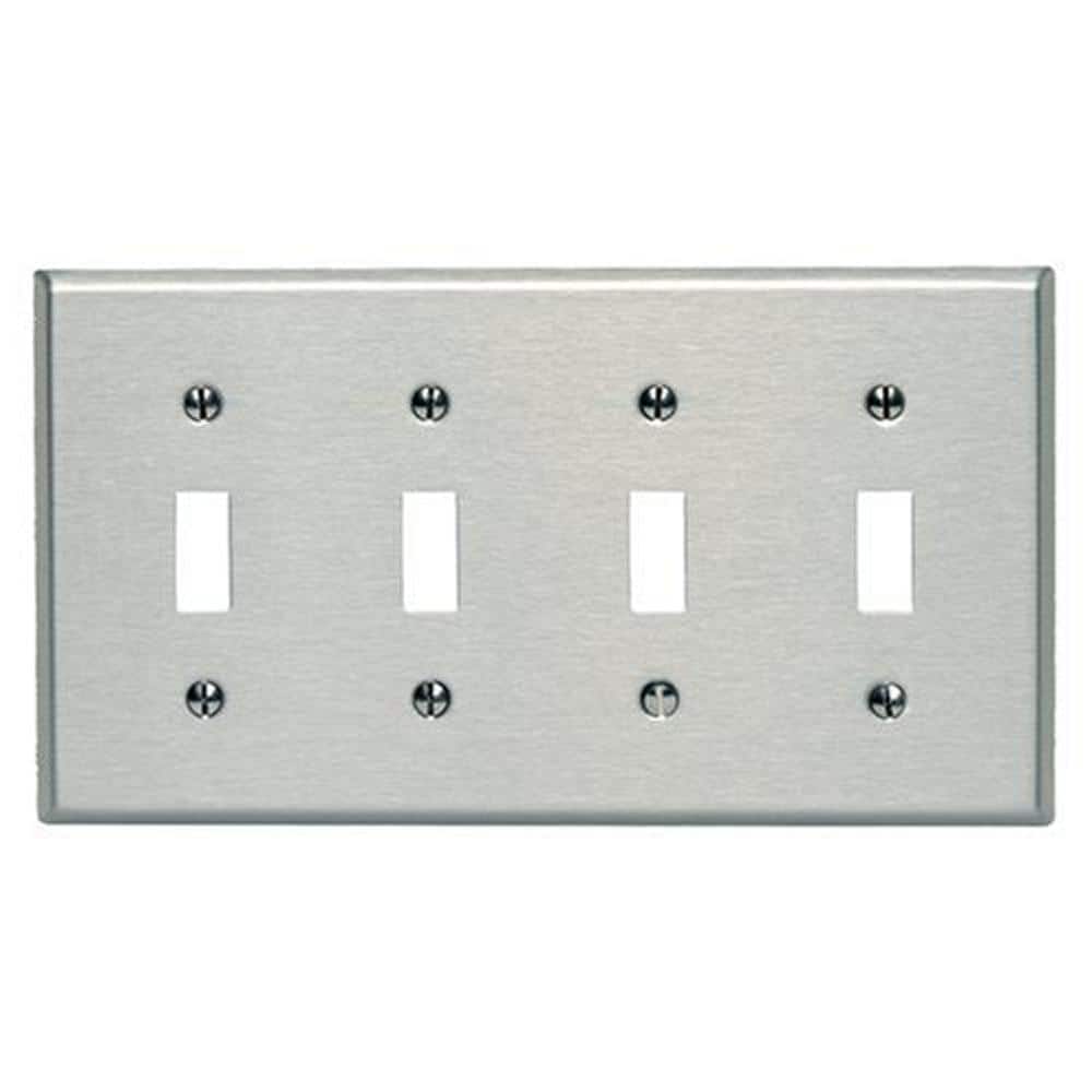 Leviton Stainless Steel 4-Gang Toggle Wall Plate (1-Pack) 84012-40 ...