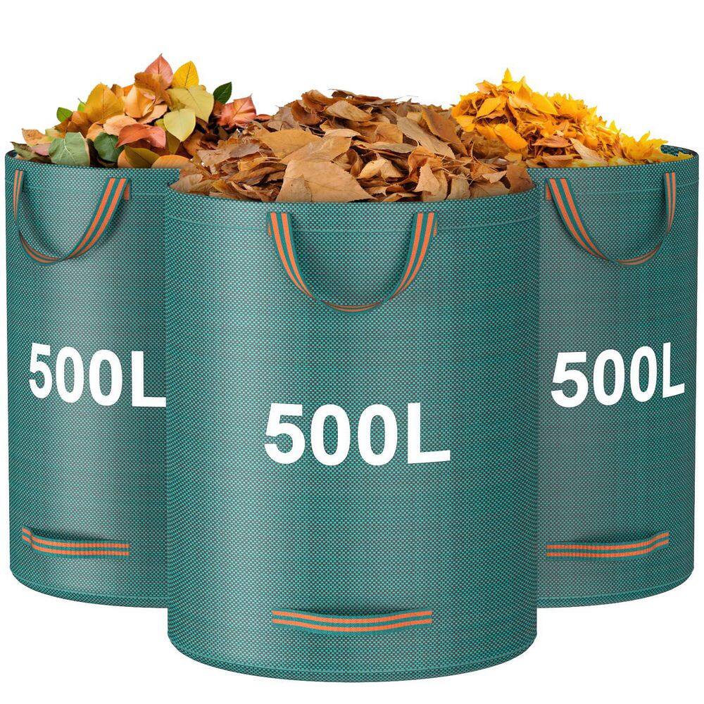 Primehome 3-Pack 132 Gal. Reusable Yard Waste Bags, Leaf Collecting ...