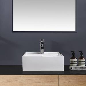 Satico 15.8 in. Ceramic Rectangle Bathroom Sink Basin Top Mount Vessel Sink in White FBA66116 ...