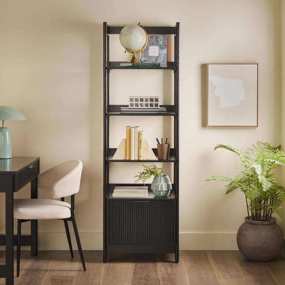 Reviews for Welwick Designs Modern 70 in. Tall Black Wood 4-Shelf ...