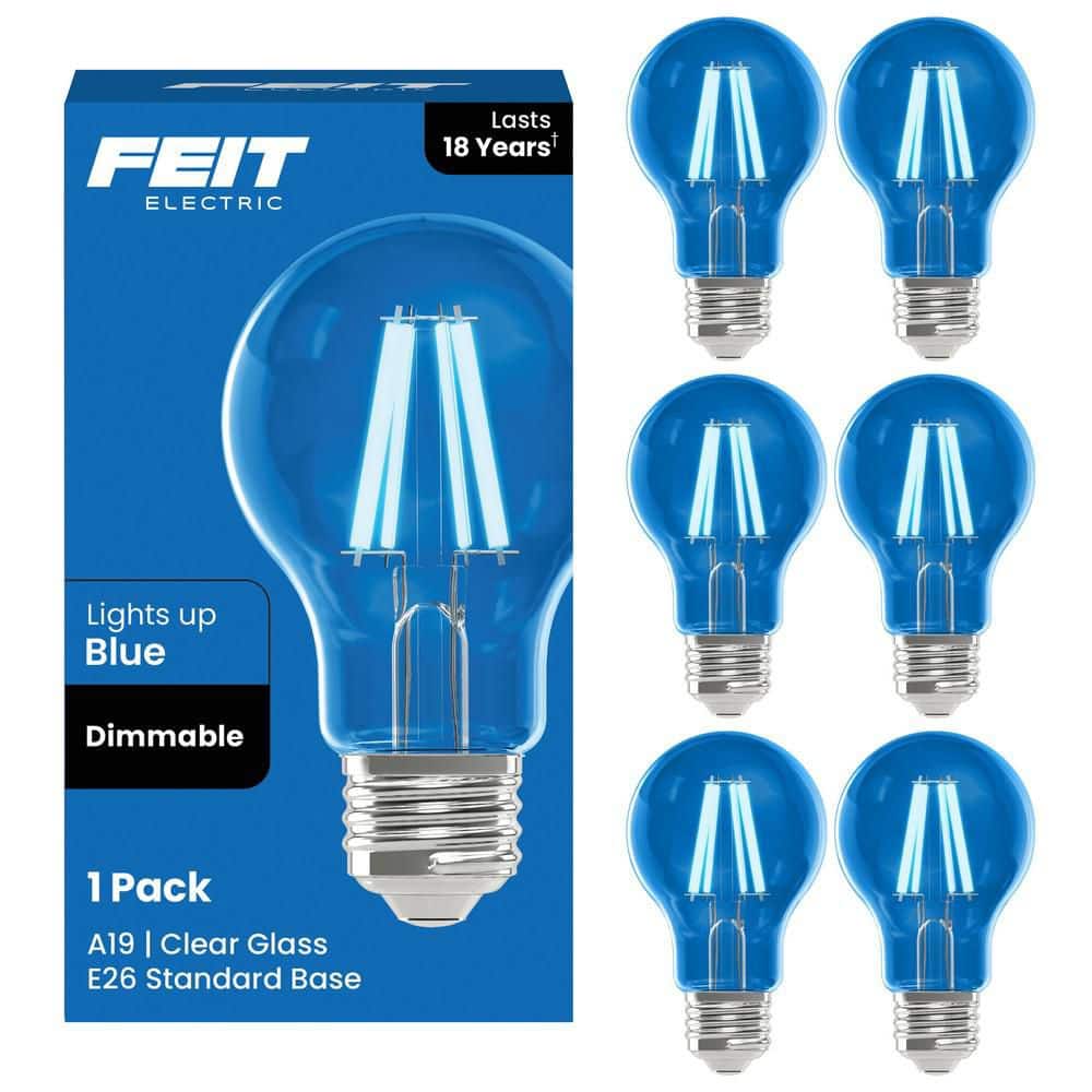 Feit Electric 25-Watt Equivalent A19 Dimmable Filament Blue Colored ...