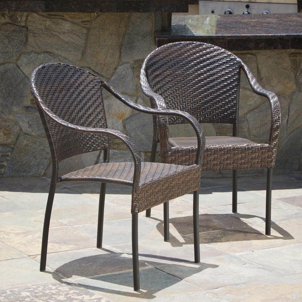 Noble House Sunset Multi Brown Tight-weave Faux Rattan Outdoor Patio ...
