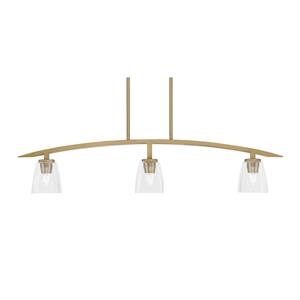 Siena 3-Light, Brass, Linear Chandelier, Any room with Clear Ribbed ...