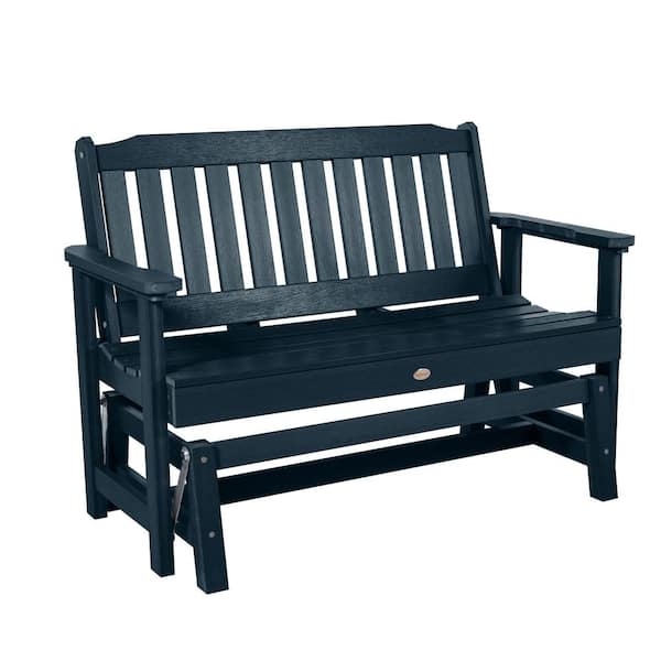 Highwood Lehigh 48 in. 2-Person Federal Blue Recyled Plastic Outdoor ...