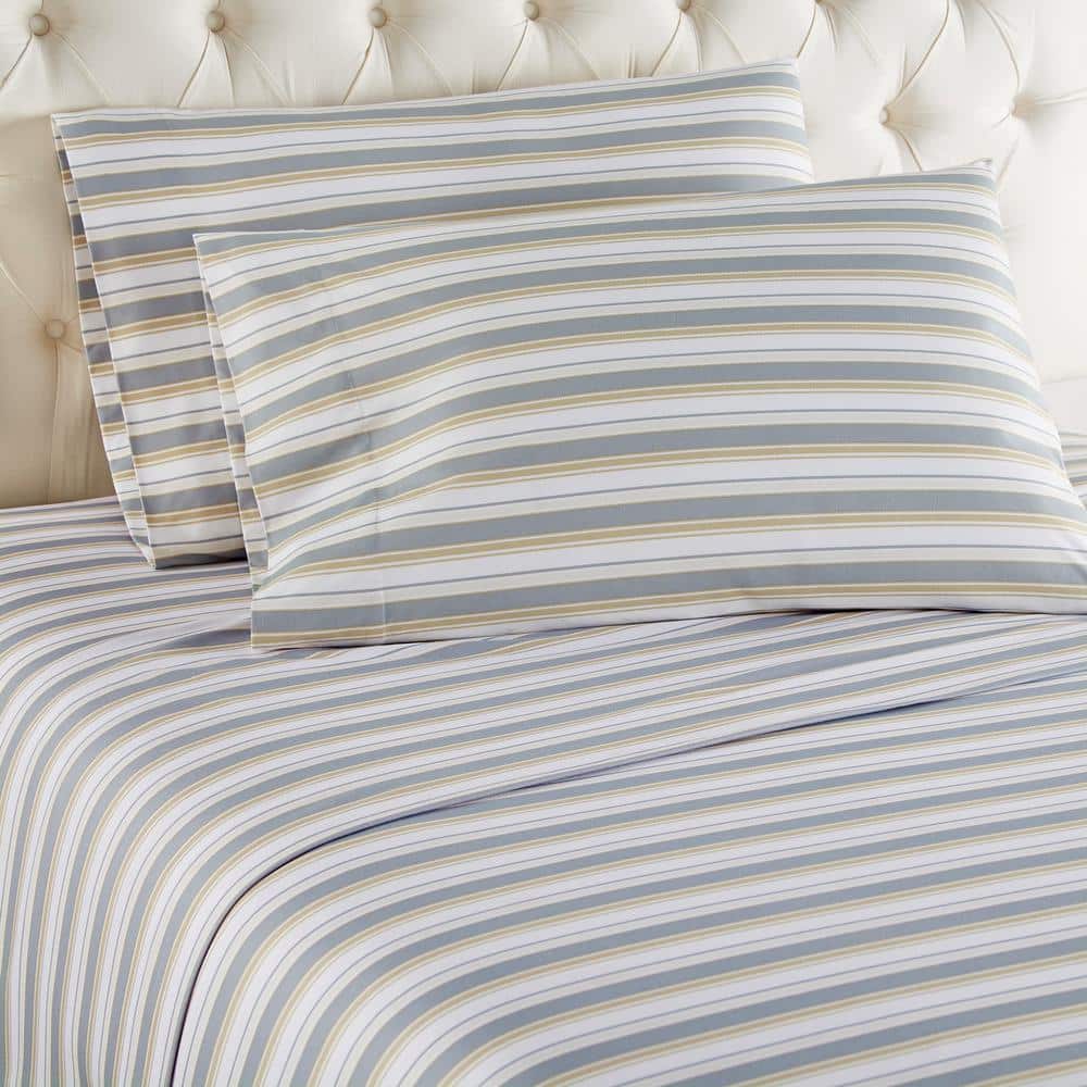 Micro Flannel 4-Piece Metro Stripe Striped Full Sheet Set MFNSSFLMET ...