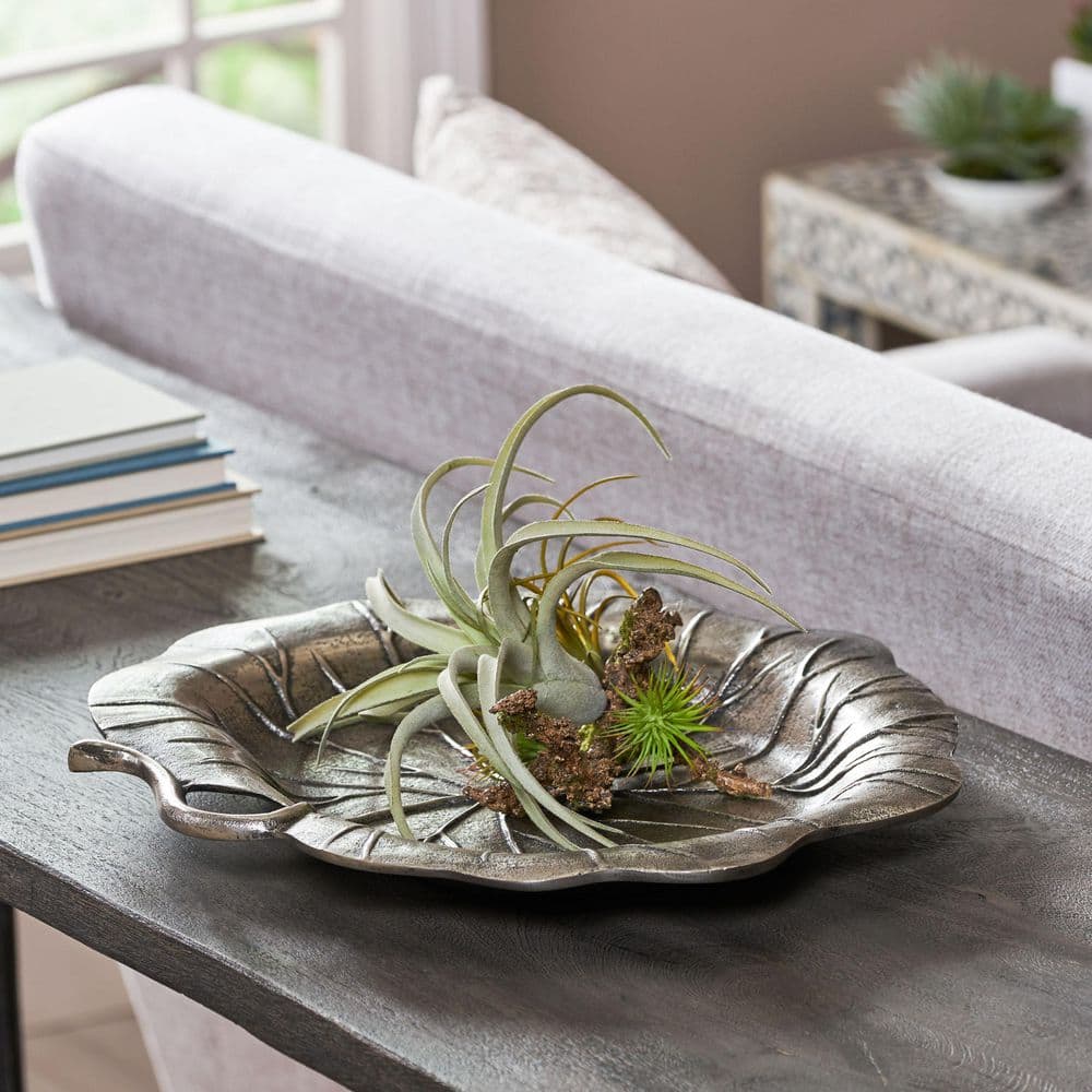 16.75 in. W Bronze Modern Aluminum Decorative Platter with Organic ...