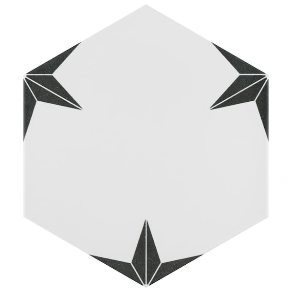 Merola Tile Stella Hex Nero 8-5/9 in. x 9-7/8 in. Porcelain Floor and ...