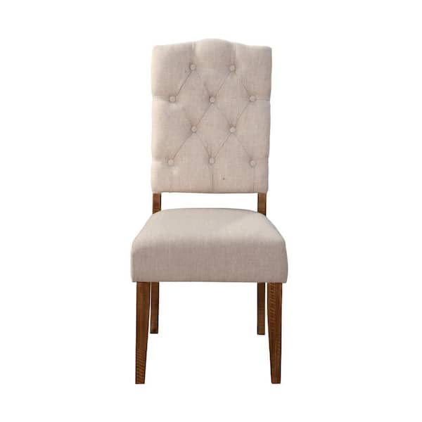 Benjara Bela Brown and Beige Fabric Dining Chair (Set of 2) BM333216 ...