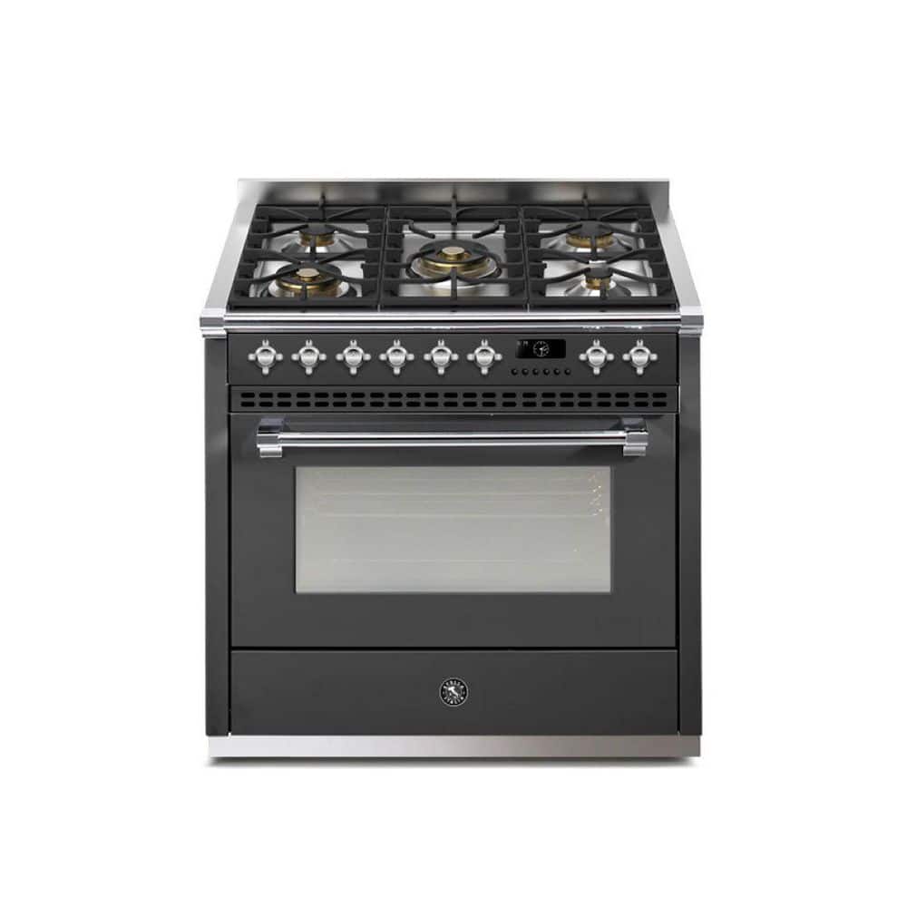 Hallman 36 in. Stella Italia 5 Burner Freestanding Dual Fuel Range in ...