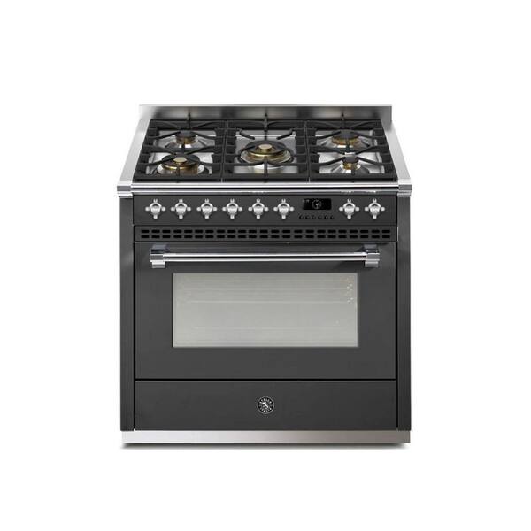Hallman 36 in. Stella Italia 5 Burner Freestanding Dual Fuel Range in ...