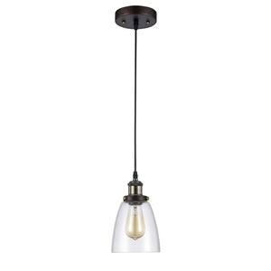 JAZAVA 1-Light Oil Rubbed Bronze Single Pendant Light with Metal Shade ...