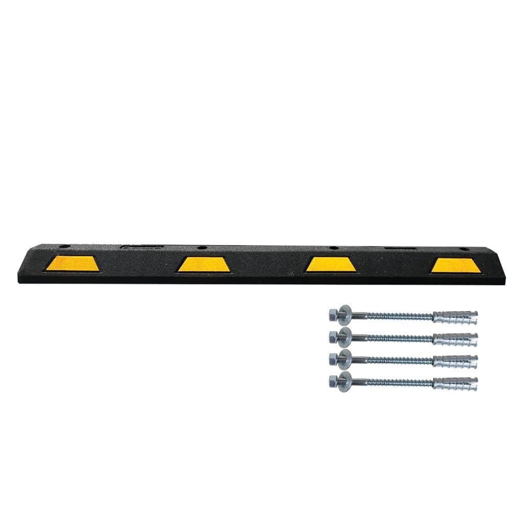 PLASTICADE Parking Stop with Yellow Stripes, 6 ft. for Concrete STN ...