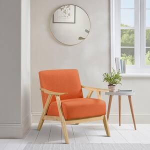 Lazzara Ocala Orange Fabric Upholstery Solid Wood Frame Accent Chair ...