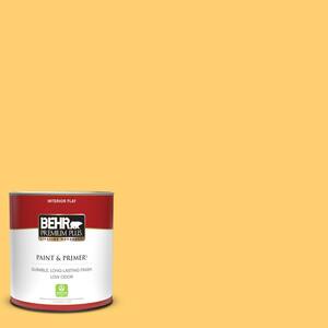 BEHR MARQUEE 1 gal. #320B-6 Mellow Yellow Flat Exterior Paint & Primer ...