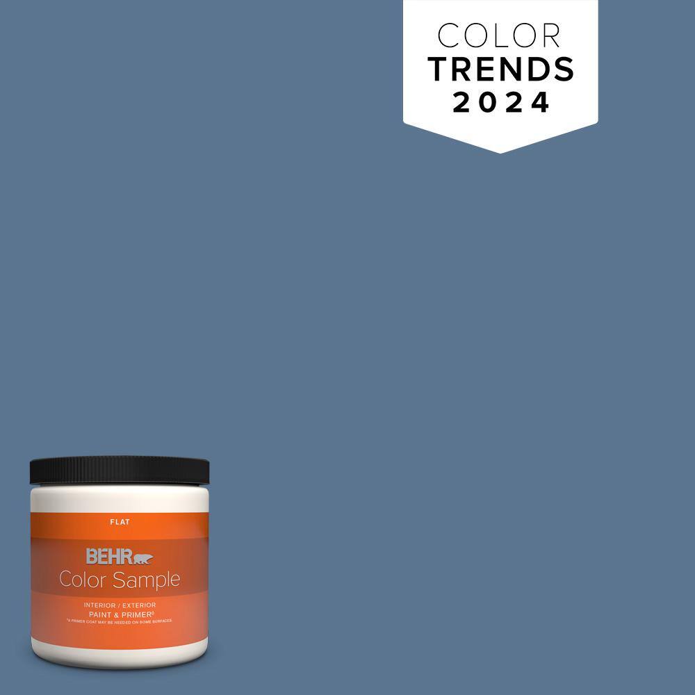 BEHR PREMIUM PLUS 8 oz. #PPU14-18 Laguna Blue Flat Interior/Exterior ...