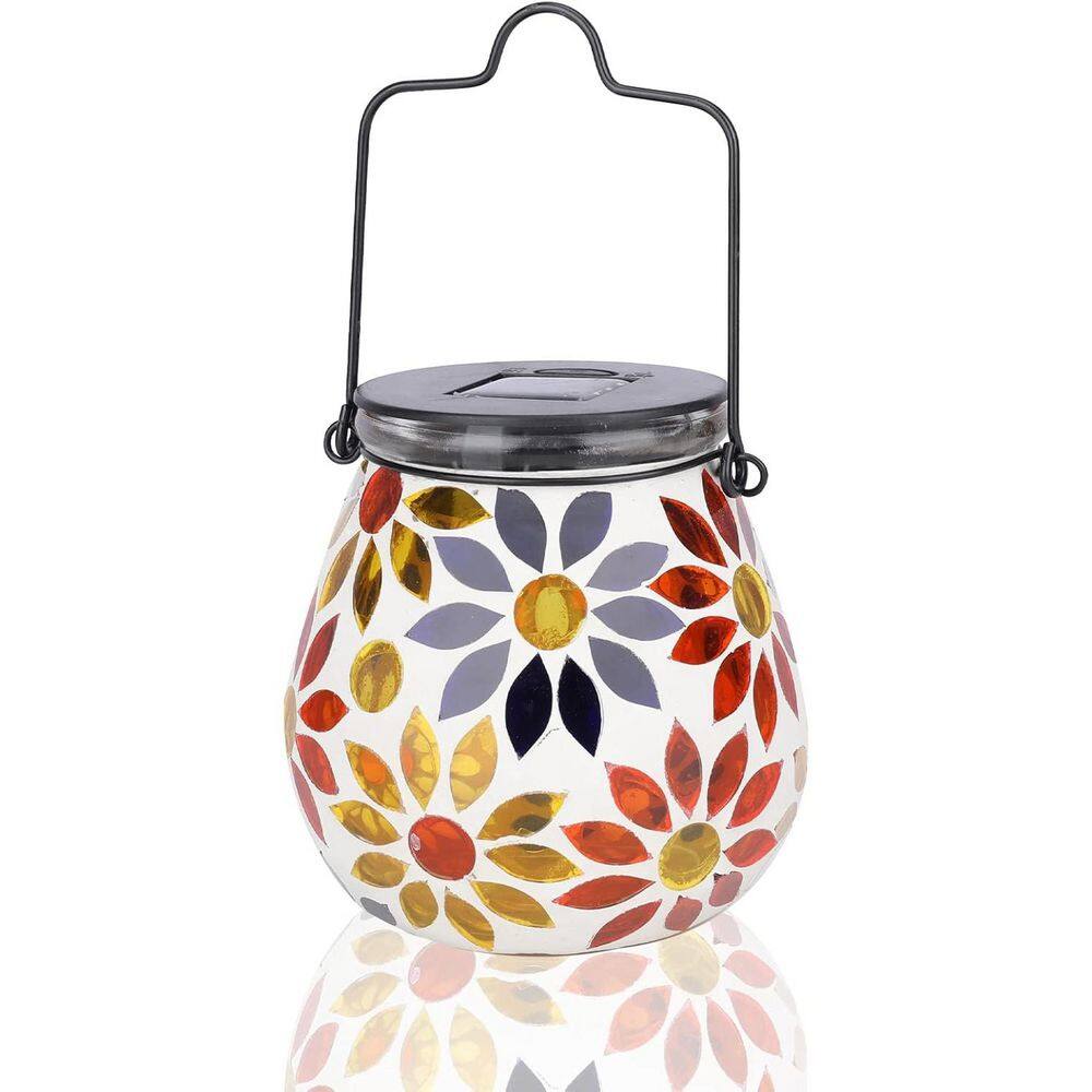 Solar Lanterns Outdoor, Glass Hanging Solar Lights Hollow Out ...