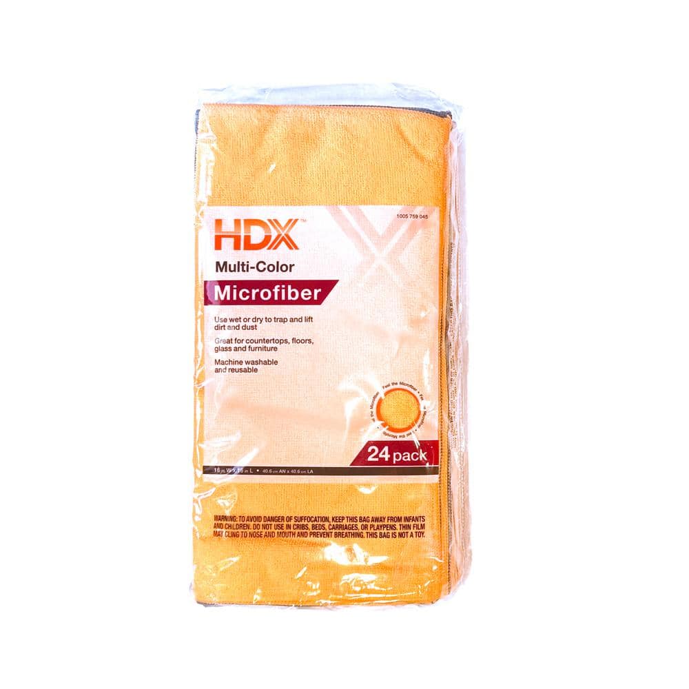 HDX 16 in. x 16 in. Multi-Purpose Microfiber Towel (24-Pack) HDX-686538 - The Home Depot