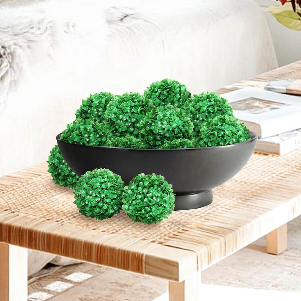 LIVING LUXURY 4 .5 in. Artificial Boxwood Topiary Greenery Ball (Set of 12) 83945-GR - The Home ...