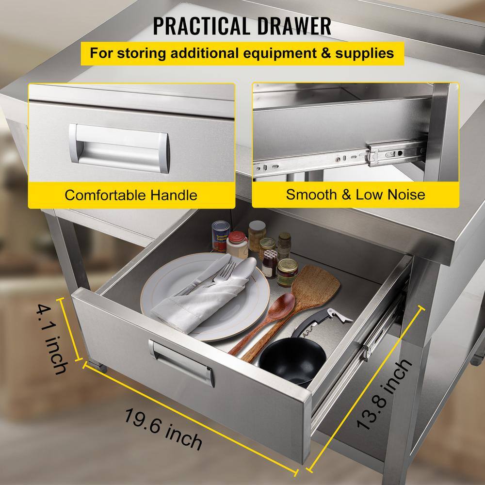 Buy Commercial Prep Table 24 x 48 in. Stainless Steel Work Table with 2 ...