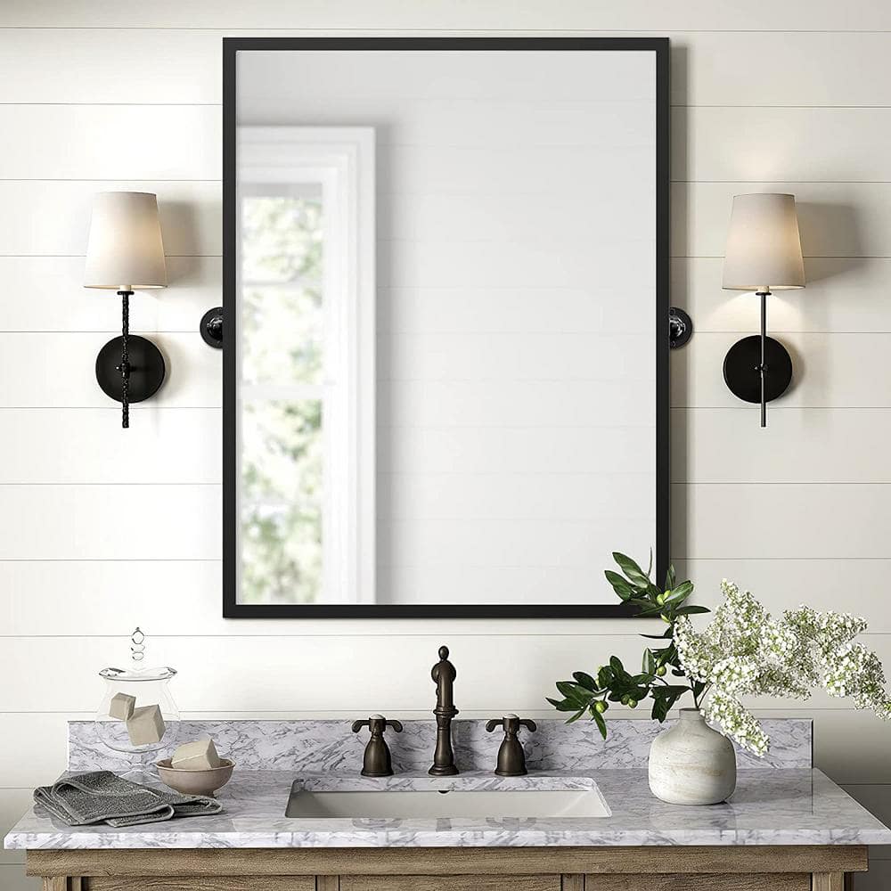 Dovelina 38 in. H x 26 in. W Modern Rectangle Metal Framed Pivoted Wall ...