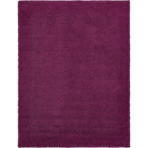 Unique Loom Solid Shag Eggplant Purple 7 ft. x 10 ft. Area Rug 3126257