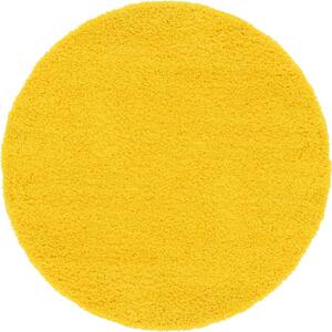 Unique Loom Solid Shag Tuscan Sun Yellow 8 ft. x 10 ft. Area Rug 3136677
