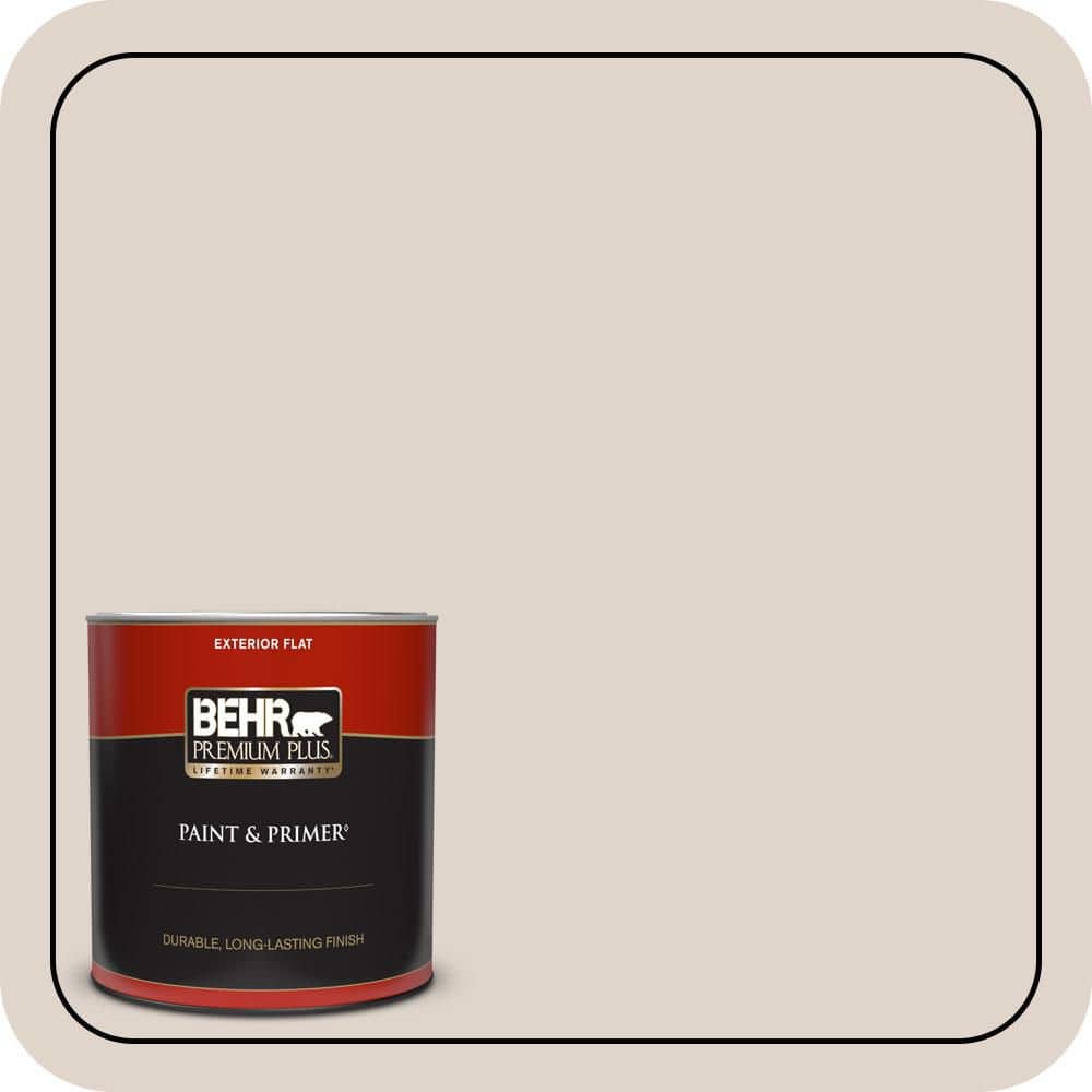 BEHR PREMIUM PLUS 1 qt. #N230-1 Castle Beige Flat Exterior Paint ...