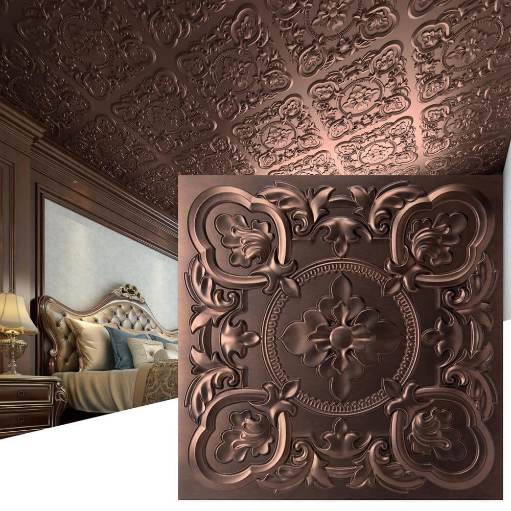 Reviews for Art3d Antique Copper 2 ft. x 2 ft. Decorative Faux Tin Drop ...