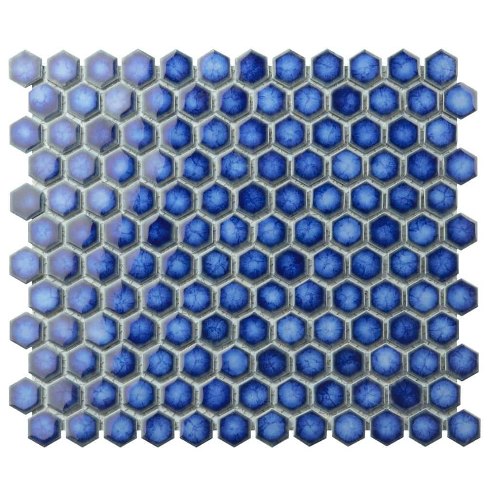 Merola Tile Hudson 1 in. Hex Sapphire 11-7/8 in. x 13-1/4 in. Porcelain ...