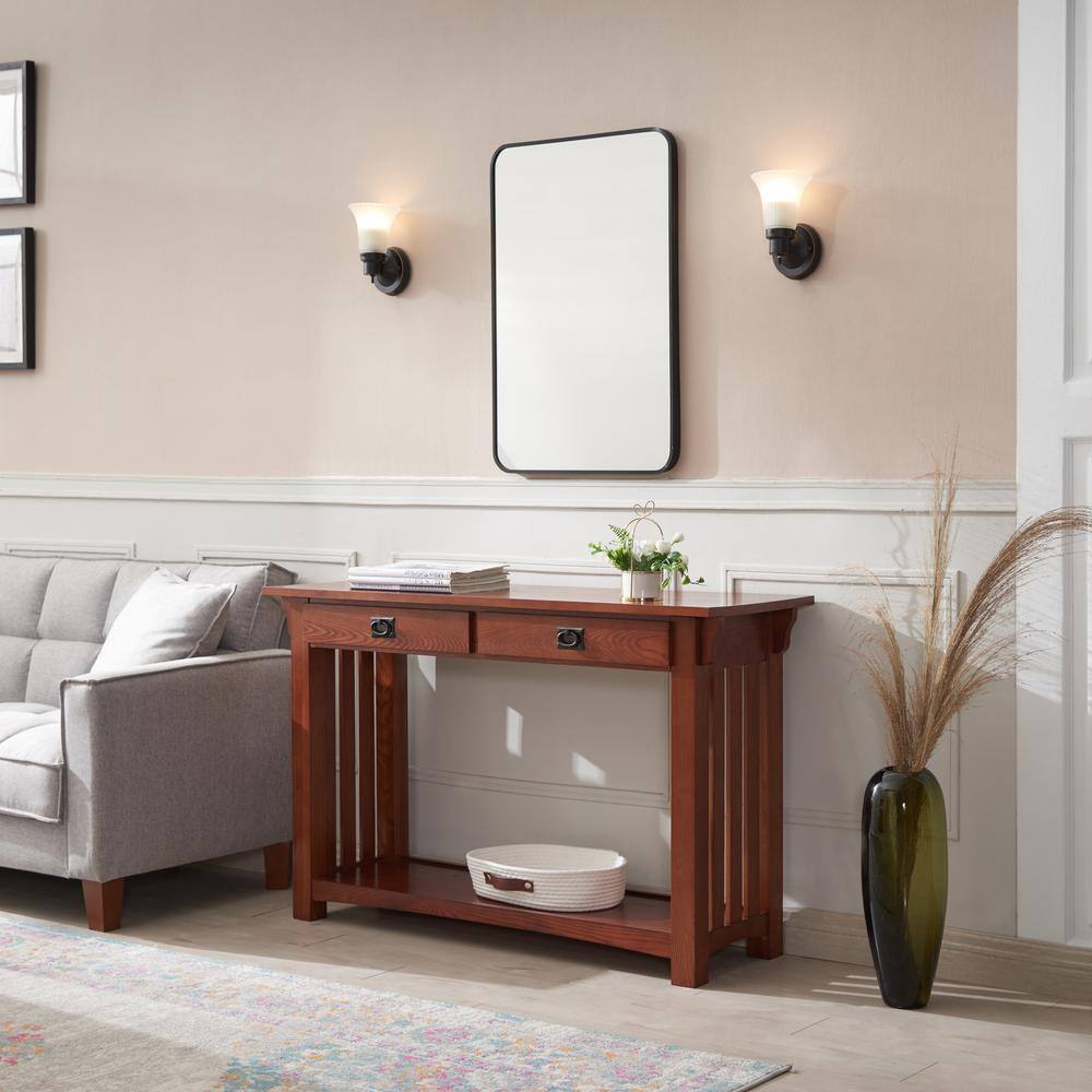 Leick Home 16 in. W Mission Impeccable 2-Drawer Hall Console Sofa ...