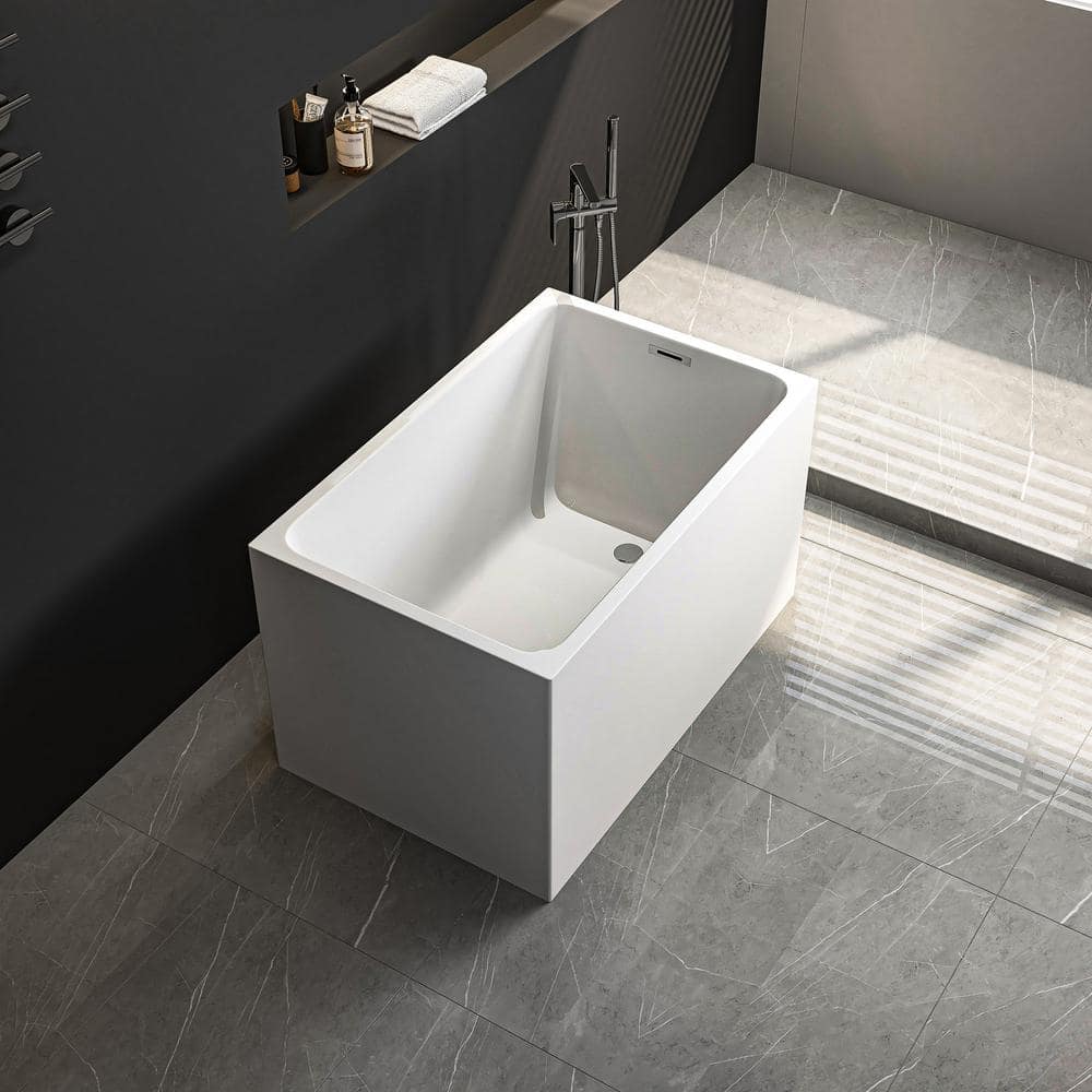 EAKYHOM 43 in. Acrylic Flatbottom Rectangle Freestanding Non-Whirlpool ...