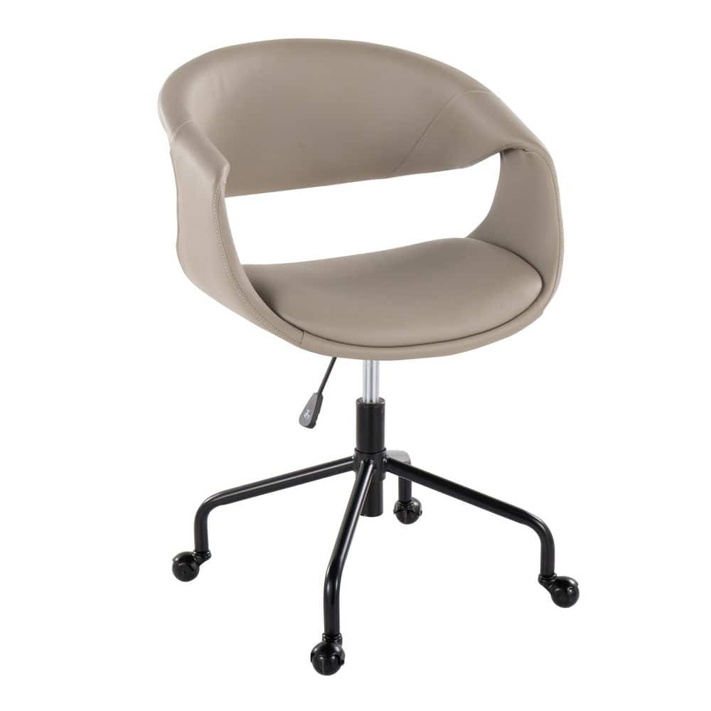 Lumisource Curvo Faux Leather Upholstered Task Chair 34 in. Black Metal ...