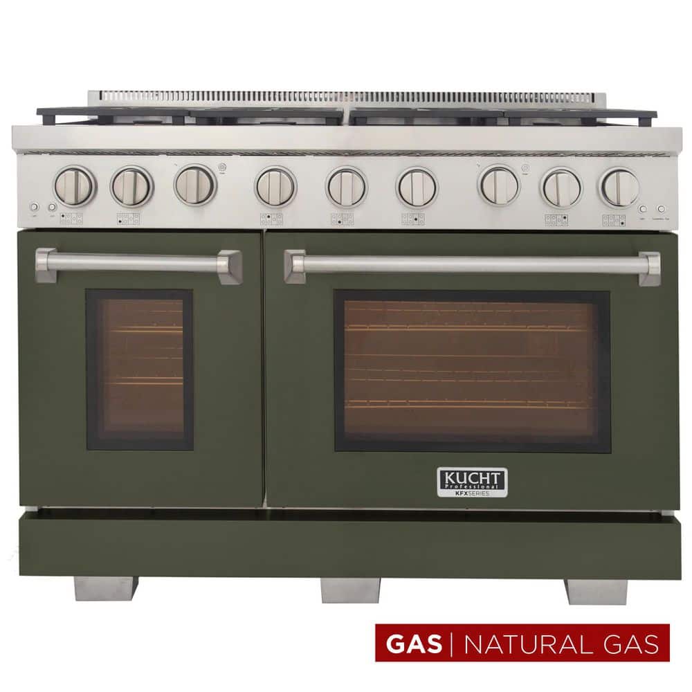 Kucht Professional 48 in. 6.7 cu. ft. Double Oven Gas Range 7 Burners ...