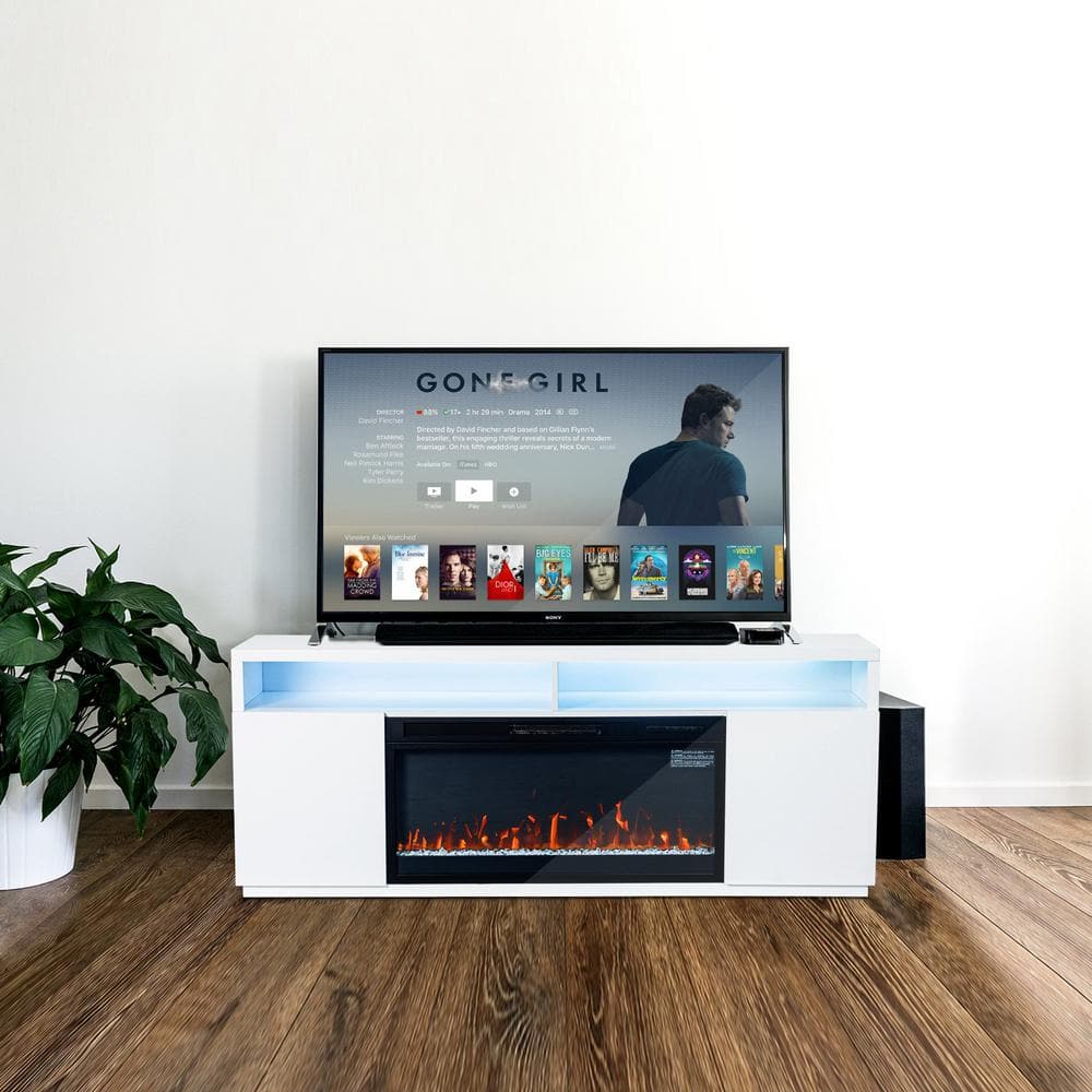 IHOMEadore 68 in. Freestanding Fireplace TV Stand for TVs Up to 75 in ...