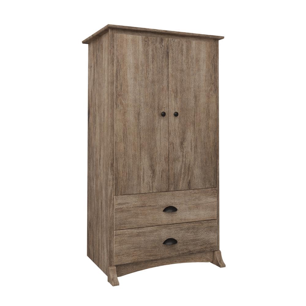 Prepac Salt Spring 2 Door Armoire Drifted Gray