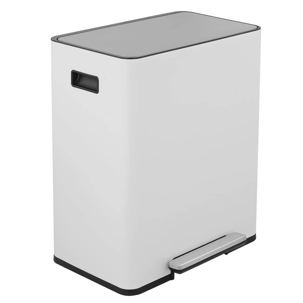 Innovaze 16 Gal. Stainless Steel Step-on Indoor Recycling Bin with Dual ...