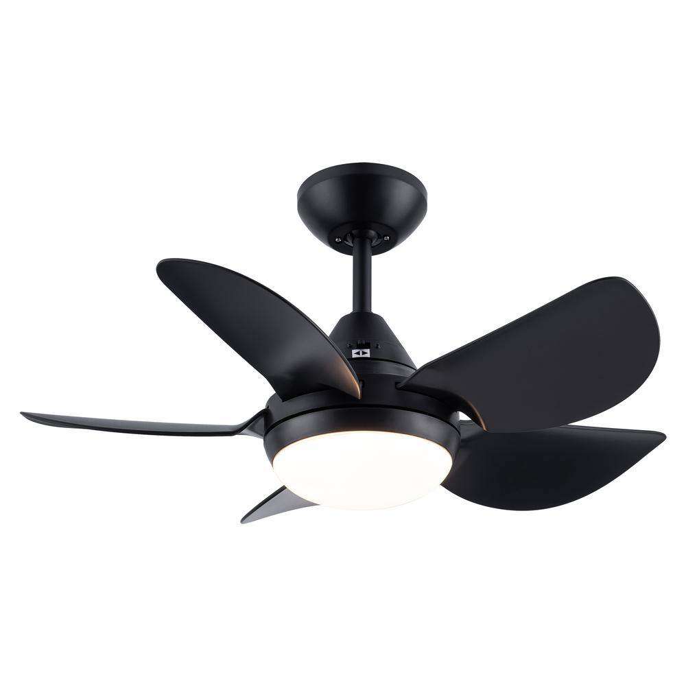 PUDO 30 In. Integrated LED Indoor Black Ceiling Fan Lighting with 5 ABS ...