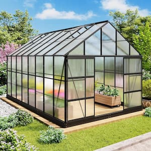 INMITOM 10 ft. x 14 ft. Black Frame Clear Garden Greenhouse, Solarium ...