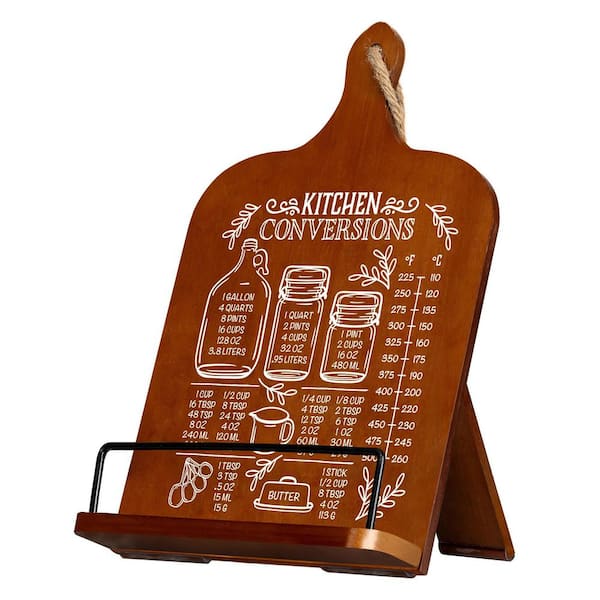 Anqtovp Brown Kitchen Conversion Chart Recipe Holder Cookbook Stand for ...