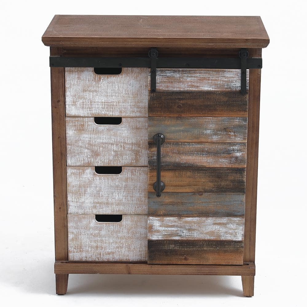 Luxen Home Rustic Chic Wood Cabinet with Sliding Door WHIF357 - The ...