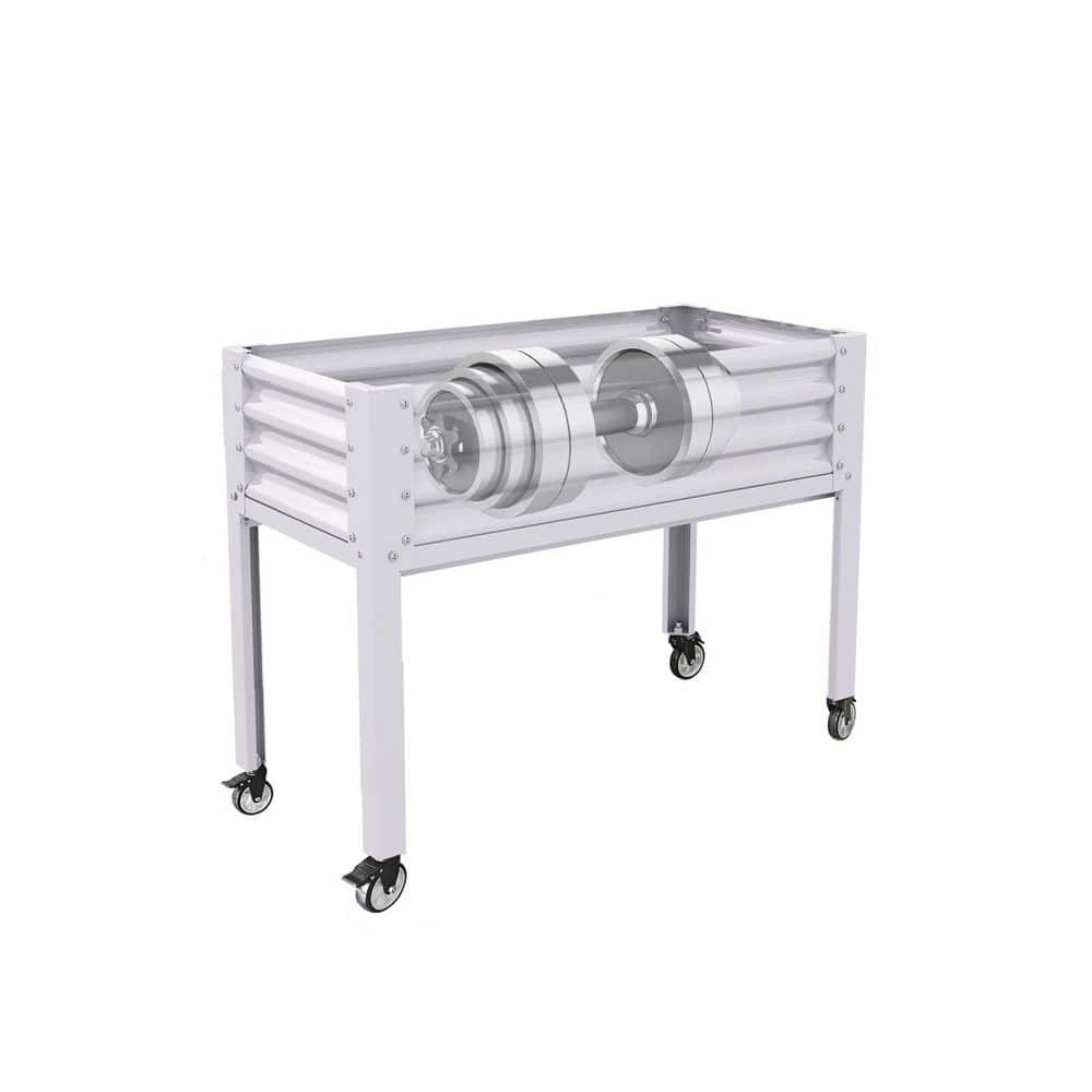 Zeus & Ruta 48 in. x 24 in. x 35 in. White Metal Raised Garden Bed with ...