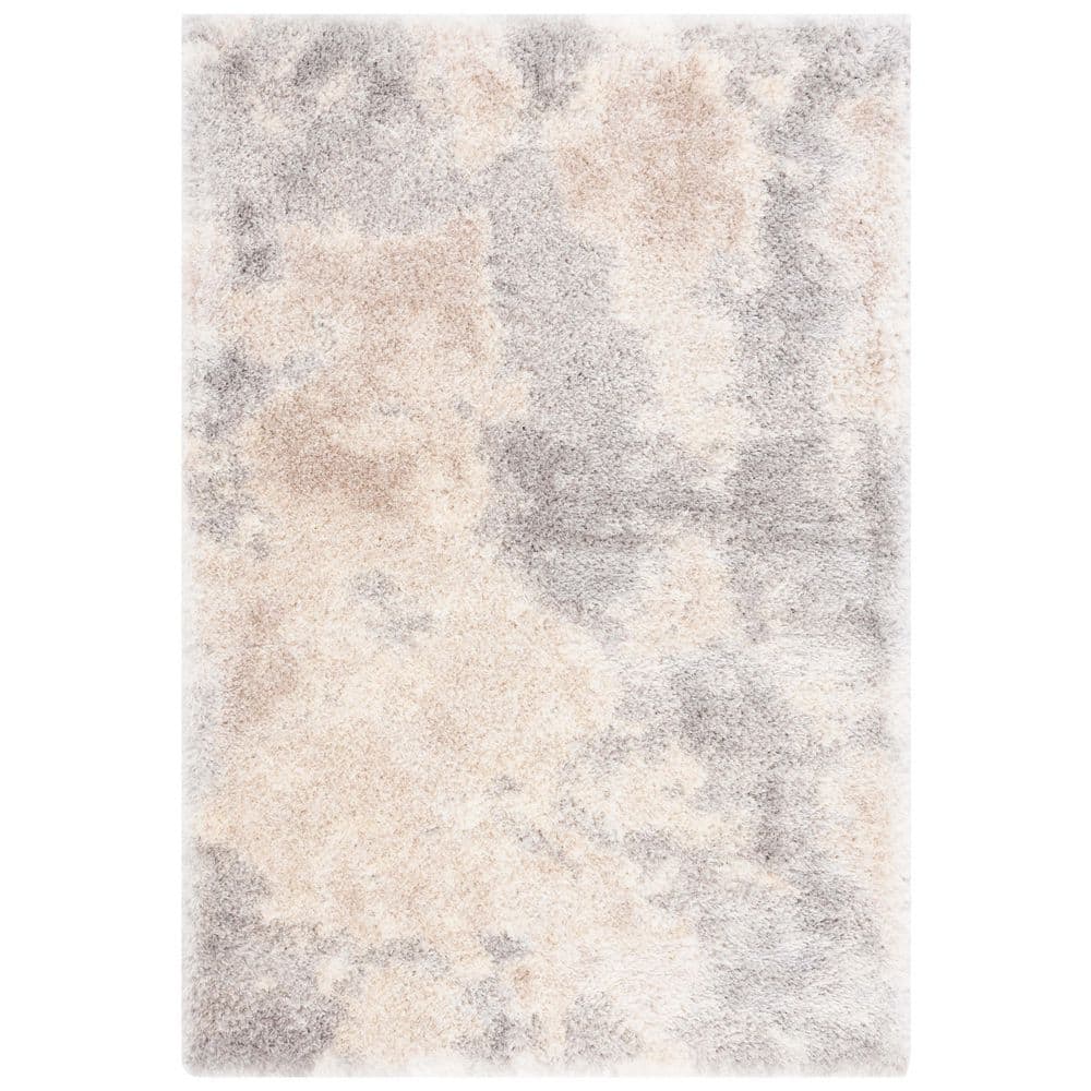 SAFAVIEH Cloud Shag 4 ft. x 6 ft. Ivory/Gray Distressed Flokati Area ...