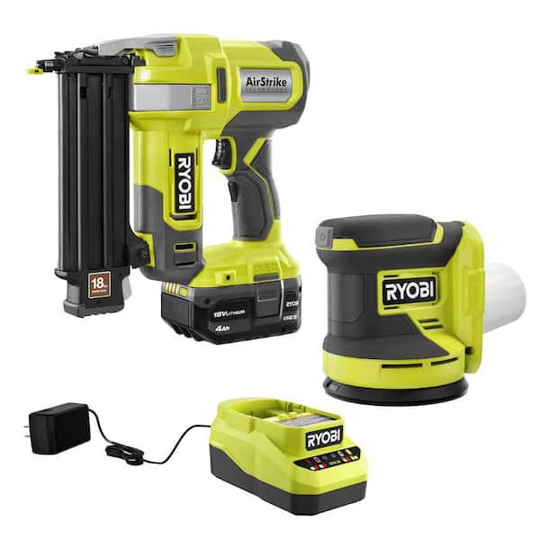 RYOBI ONE+ 18V 18-Gauge Cordless AirStrike Brad Nailer with Cordless 5 ...