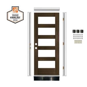 Krosswood Doors DIY RTA KIT 36in.x80in. Hemlock Right-Hand/Inswing 5-Lite Clear Glass Black ...