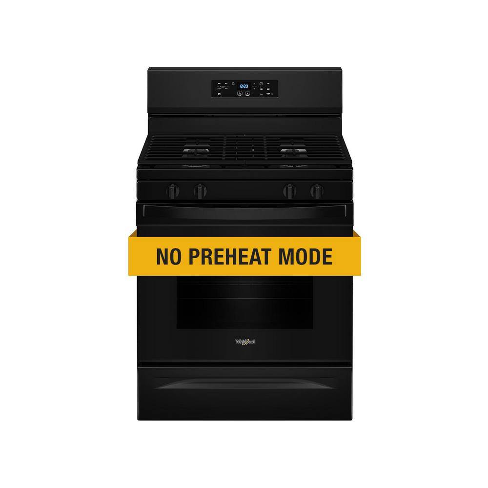 Whirlpool 30 in. 4 Burners Freestanding Gas Range in Black with No ...