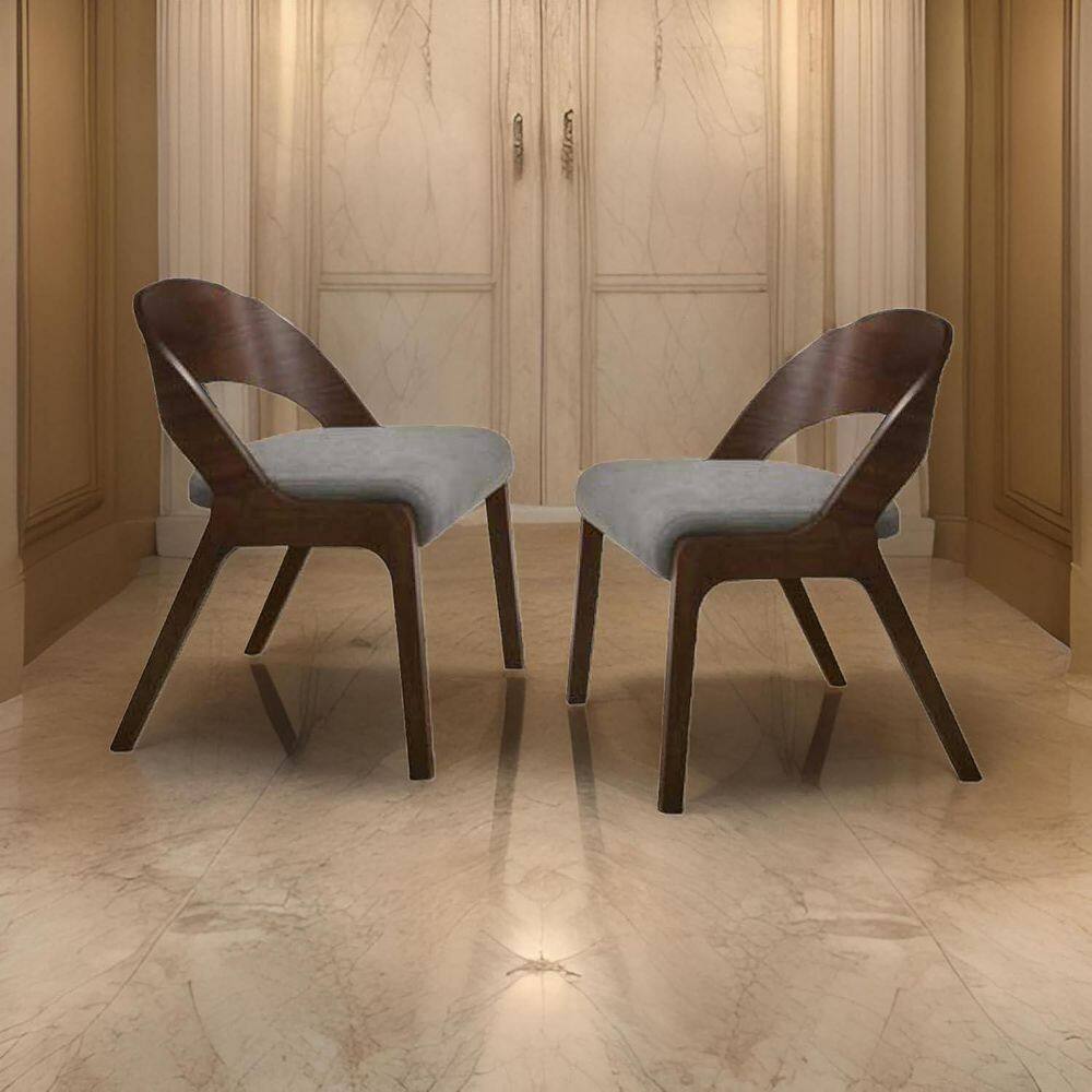 HOME IMPORTS EMPORIUM Walnut Brown/Gray Fabric Upholstered Wood Frame ...