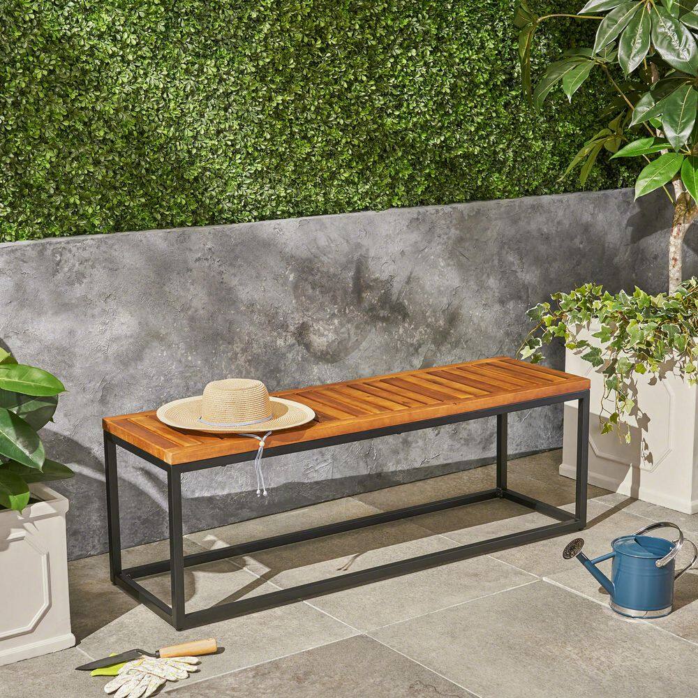 wayofatry NAVA 54 in. Industrial Metal and Teak Finished Acacia Wood ...