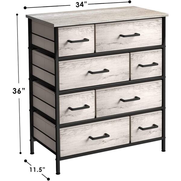 Sorbus 8-Drawer Greige Dresser Steel Frame Wood Top Easy Pull Fabric ...
