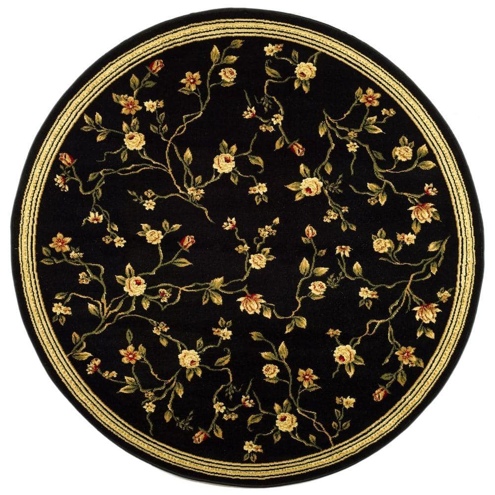 SAFAVIEH Lyndhurst Black 8 ft. x 8 ft. Round Border Area Rug LNH220A-8R ...