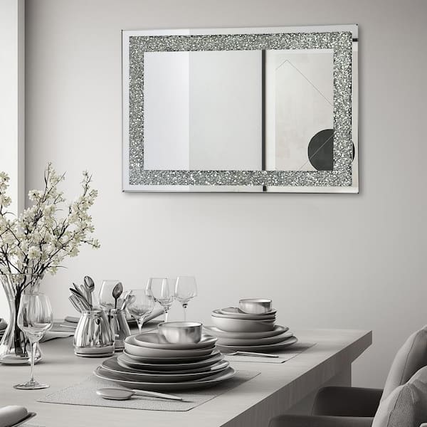 Unbranded Silver 23.5 in. W x 31.5 in. Large Rectangular Wall Mounted Decorative Wall Mirror for Living Room Bedroom Entryway XZ P186675